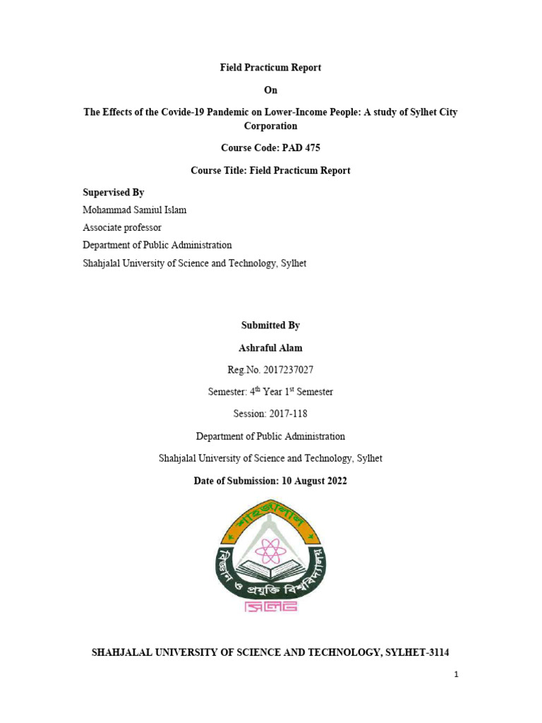 Final Field Practicum Report. 2017237027 | PDF | Sampling (Statistics ...