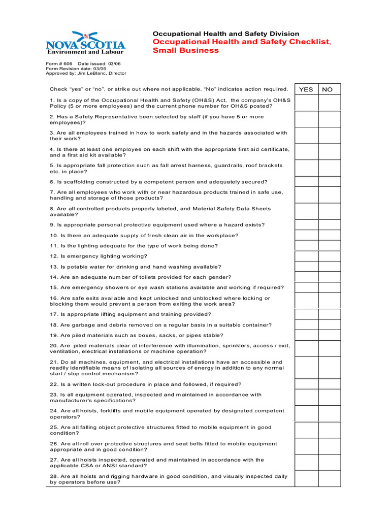 Inspection Checklist Small Business | PDF | Occupational Safety And ...