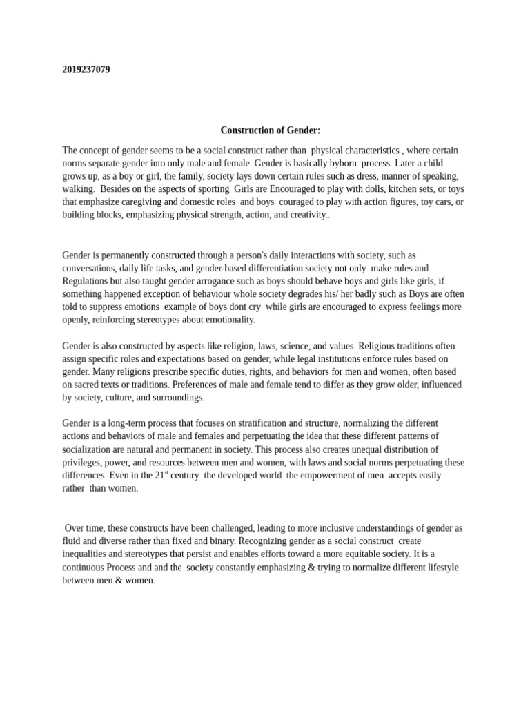 Understanding Gender as a Social Construct | PDF | Gender | Gender Studies