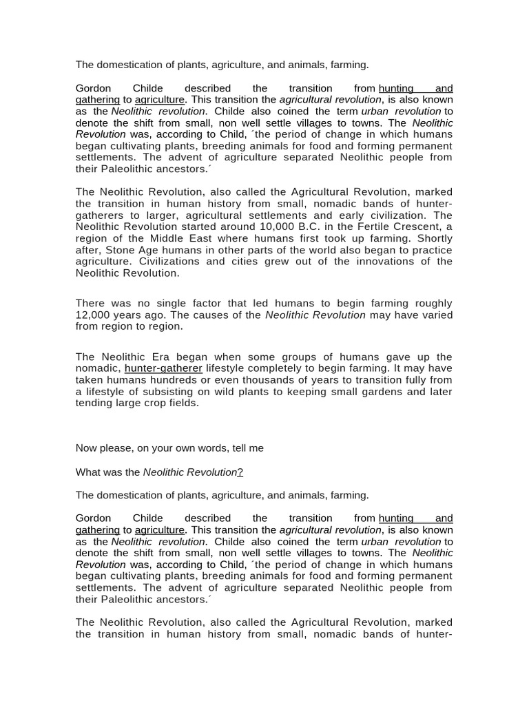 neolithic revolution | PDF | Neolithic | Agriculture