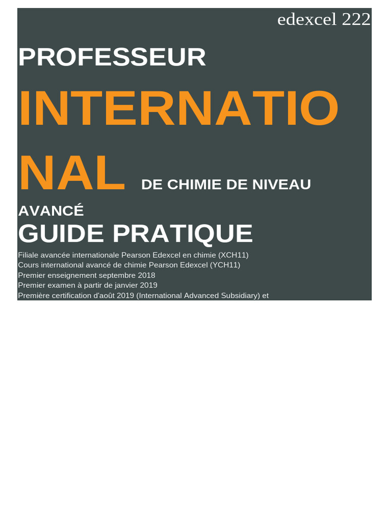 Guide pratique chimie niveau avancé Edexcel | PDF | Enseignement des ...