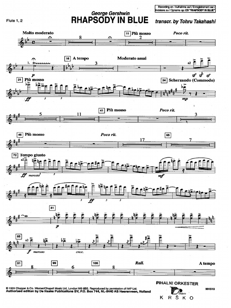 Gershwin George Rhapsody in Blue Parts 2 | PDF