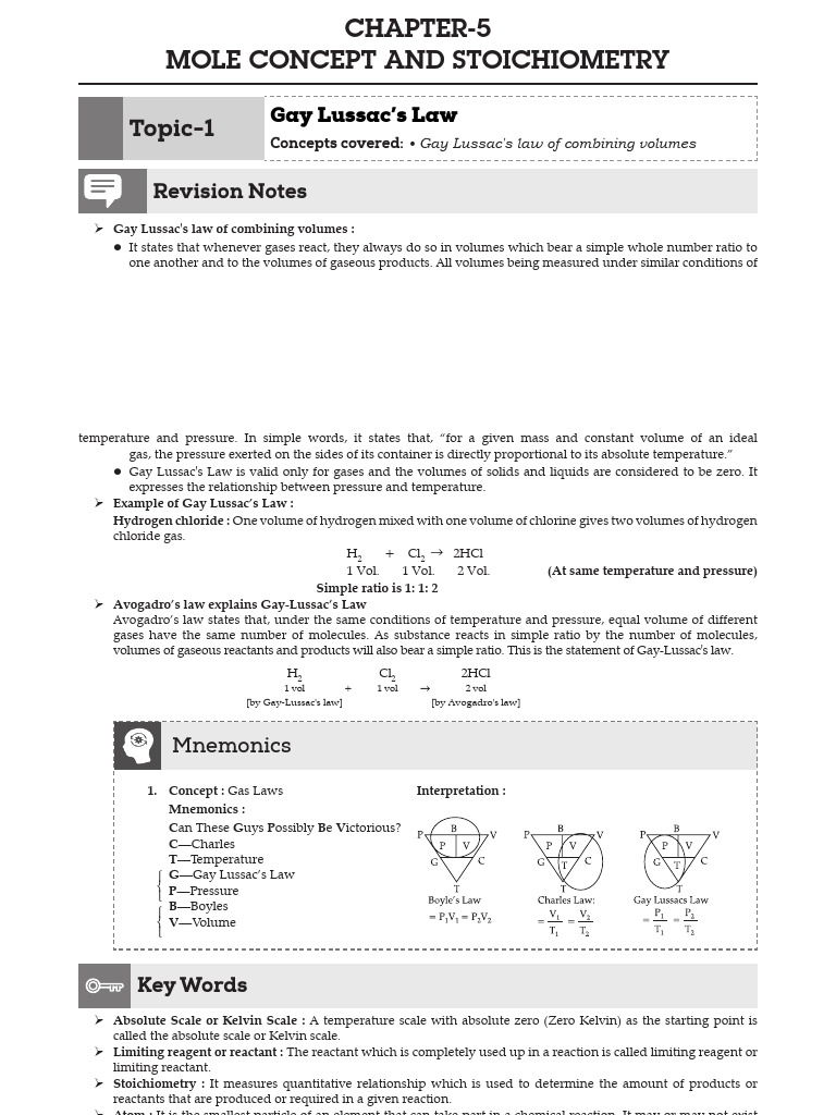 Mole Concept and Stoichiometry | PDF | Mole (Unit) | Molecules