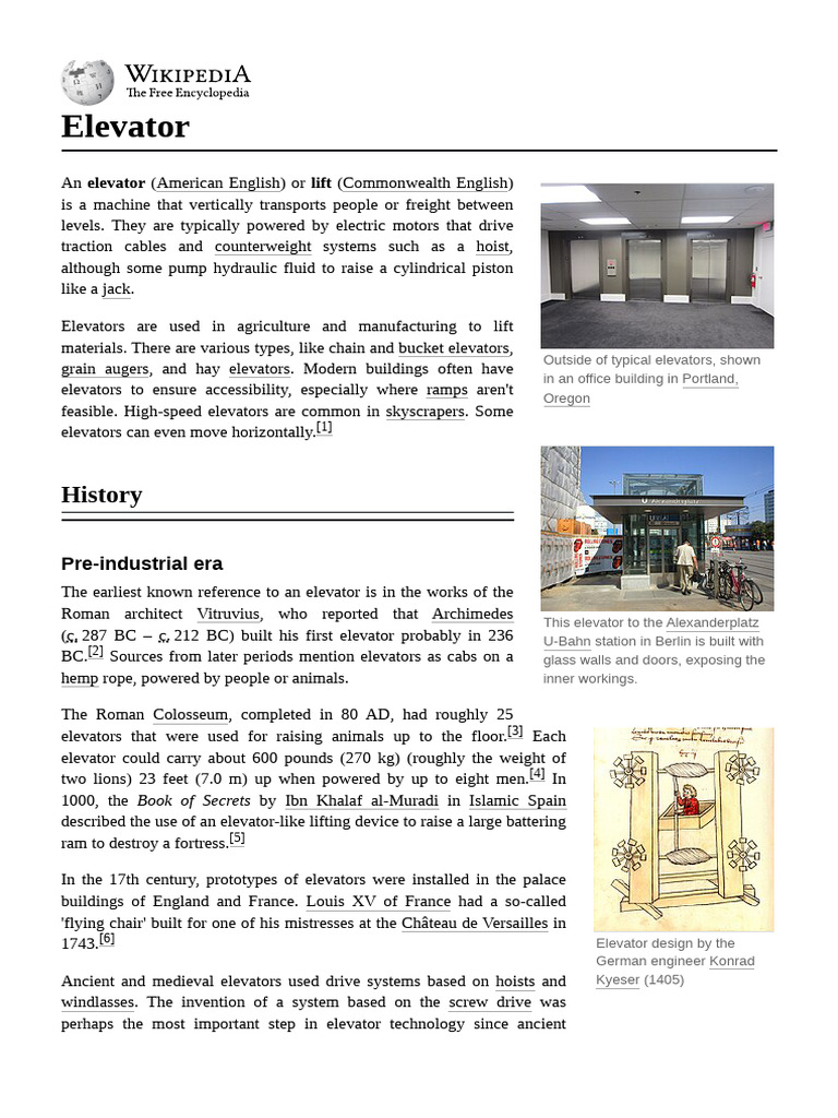 Evolution of Elevators | PDF | Elevator | Electric Motor