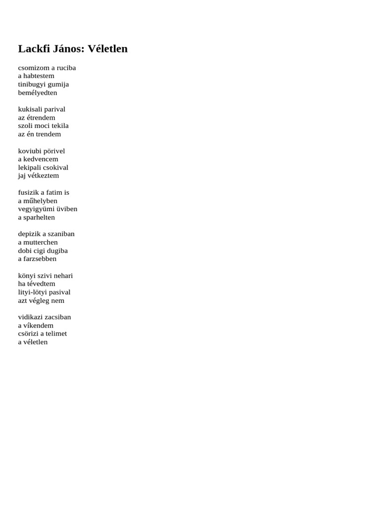 Lackfi János Véletlen | PDF