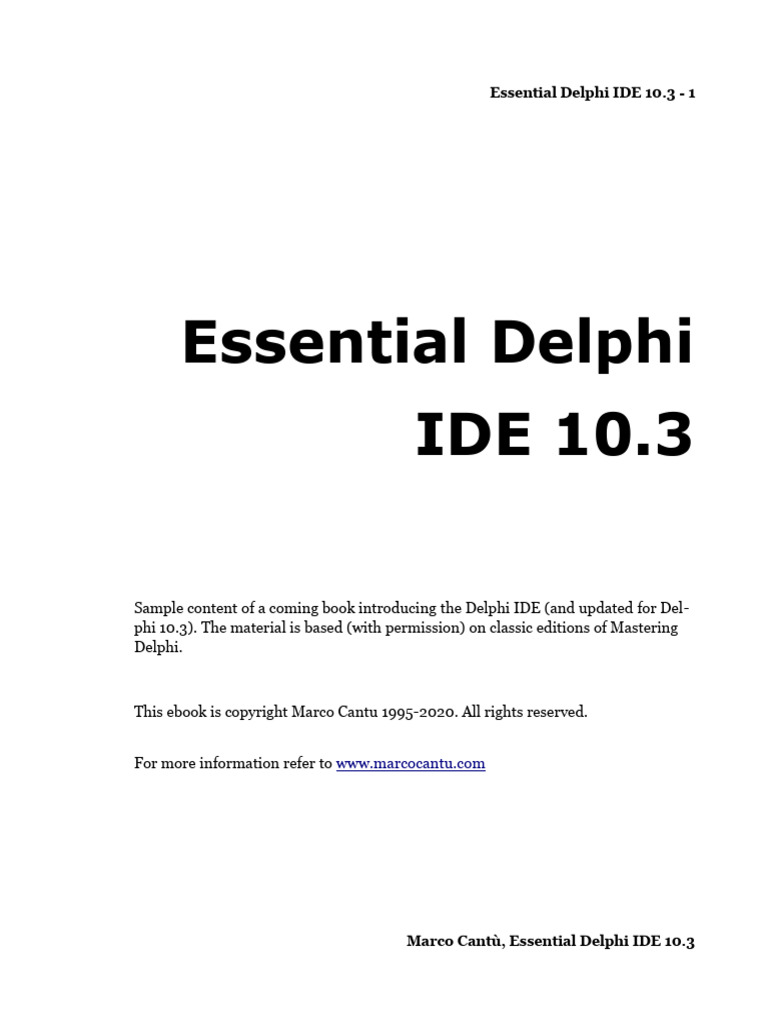 Introduction to Delphi IDE 10.3 | PDF | Button (Computing) | Class ...
