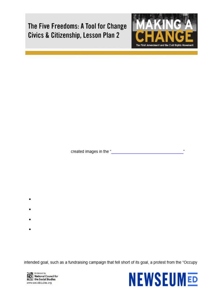 Lesson CR The Five Freedoms A Tool For Change | PDF | First Amendment ...