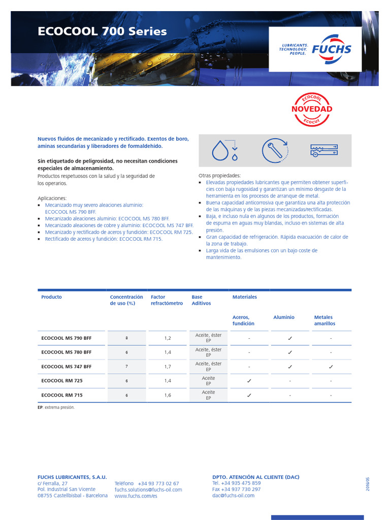 FUCHS - ECOCOOL 700 Series | PDF | Aluminio | Mecanizado