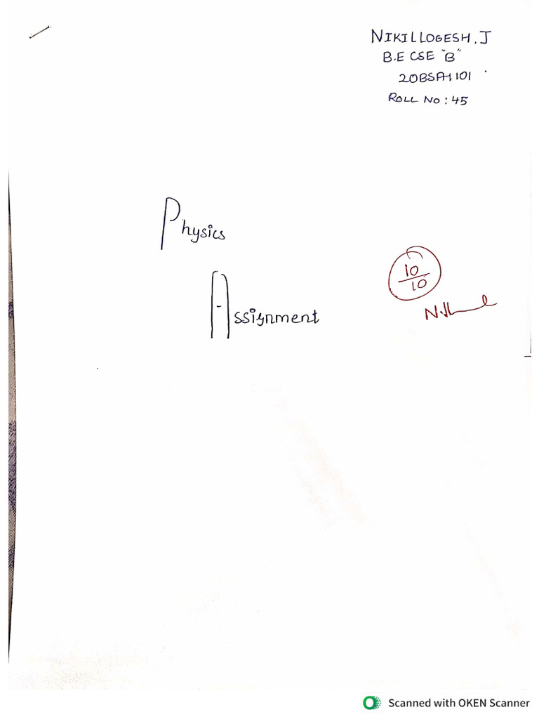 Phy Assignment 1 | PDF