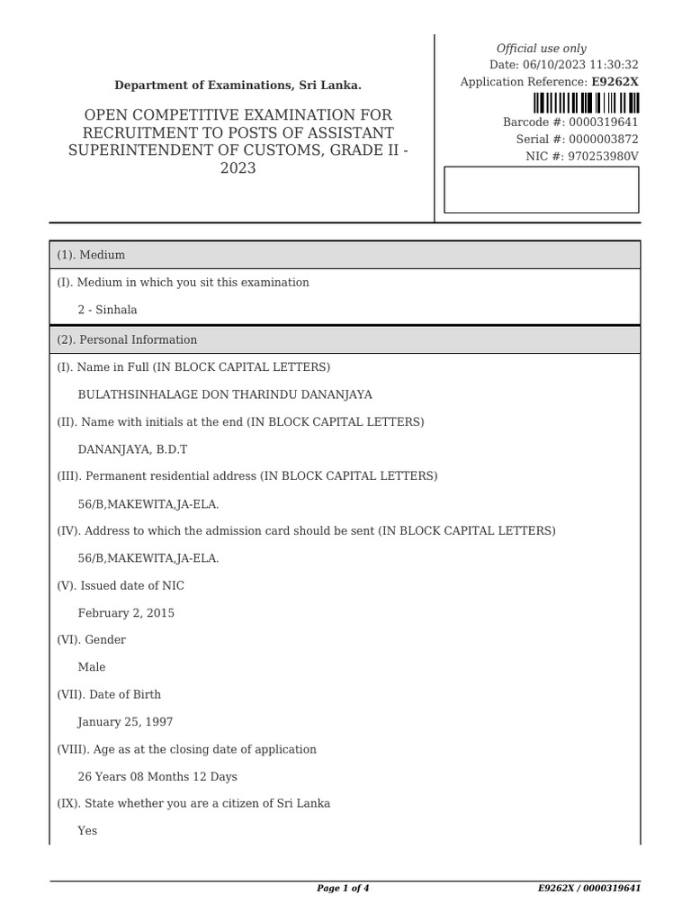 Open Competitive Examination For Recruitment To Posts of Assistant ...