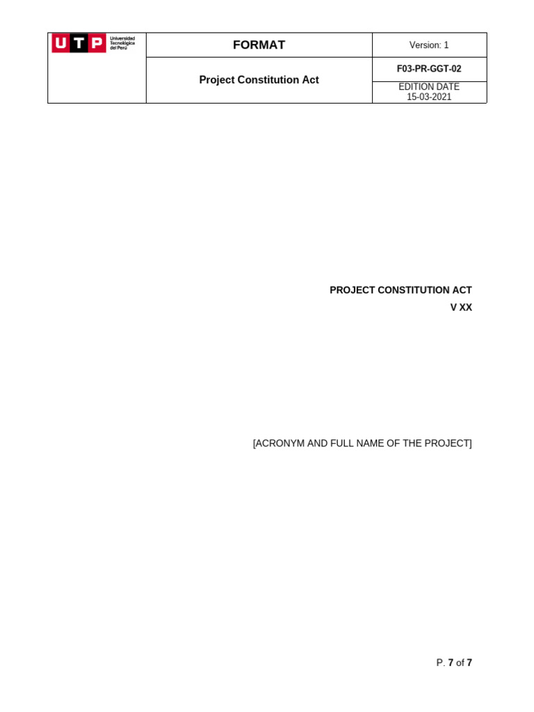 Constitution Act of Project V1.2 | PDF | Project Management | Software Development