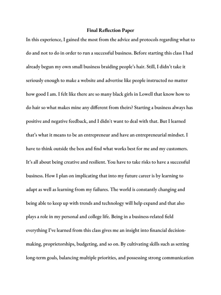 Final Reflection Paper | PDF | Cognition