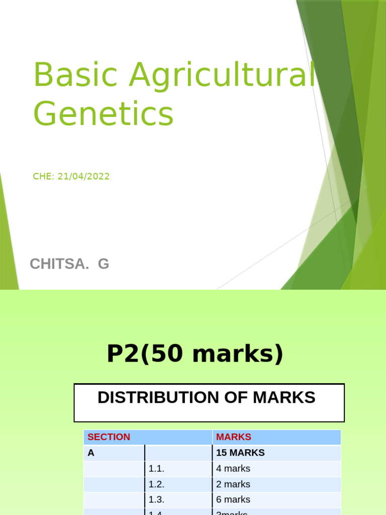 Basic Agric Genetics (CHE) | PDF | Dominance (Genetics) | Genotype