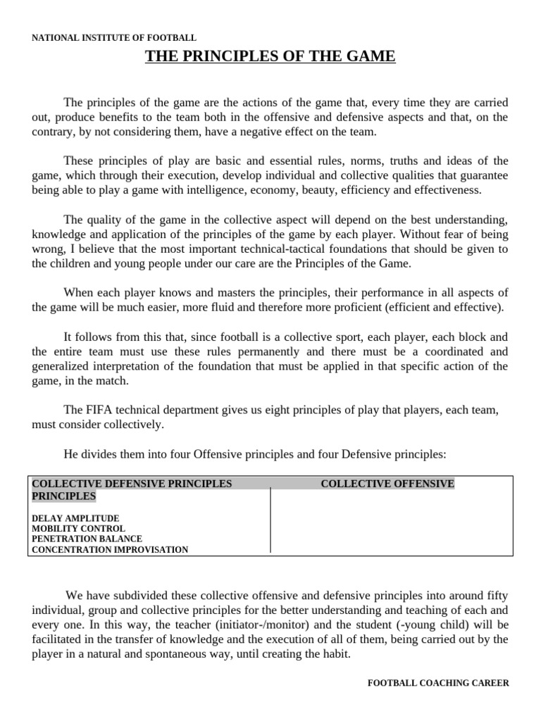 The Principles of Football | PDF | Association Football | Defender ...