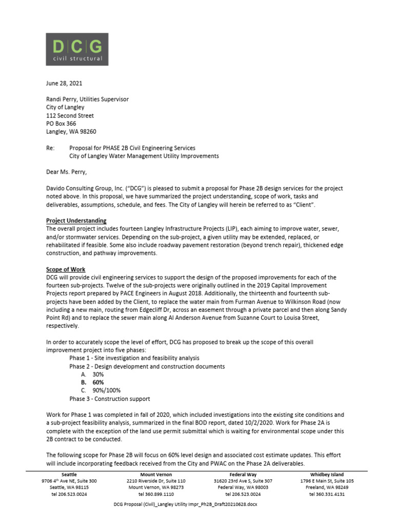 DCG Proposal-Phase 2B-Civil Engineering Services | PDF | Insurance | Legal Liability