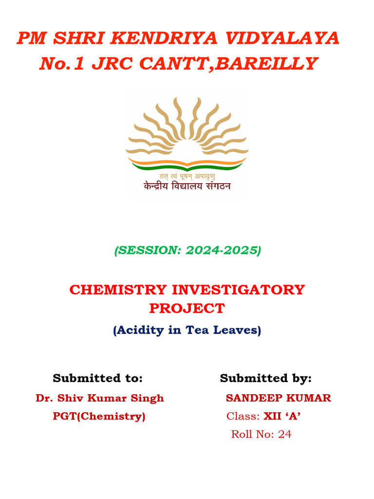 Chemistry Project: Tea Acidity Analysis | PDF