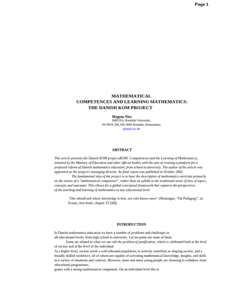 Danish Math Education Reform | PDF | Mathematics | Mathematical Proof