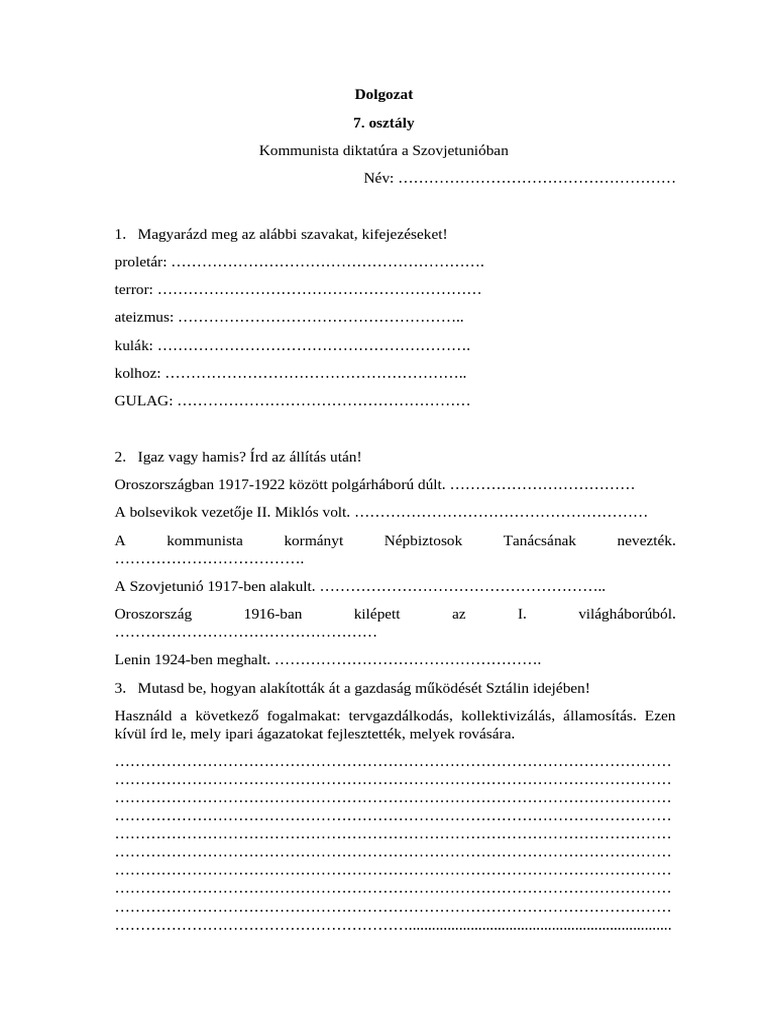 Dolgozat SZTÁLIN | PDF