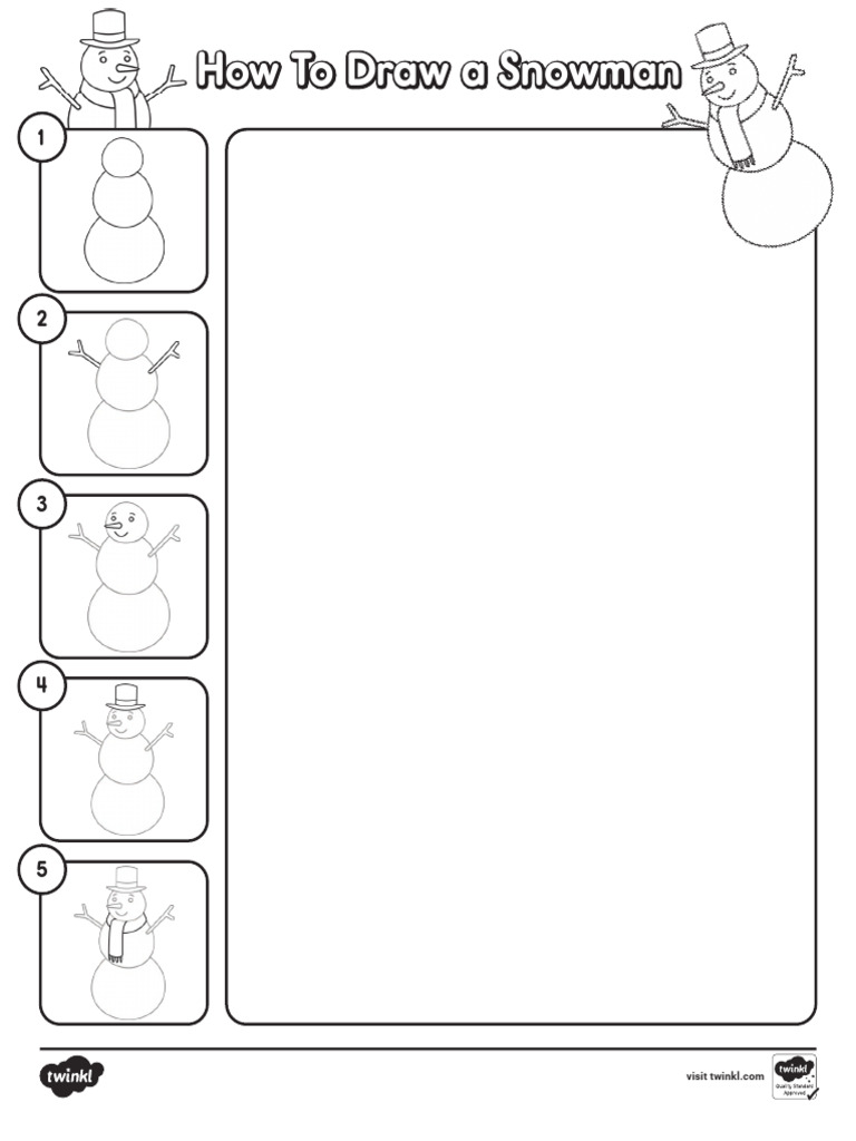 BW How To Draw A Snowman Activity | PDF