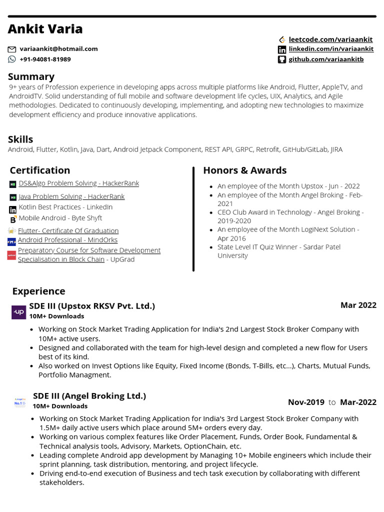 Ankit Varia (1) | PDF | Android (Operating System) | Mobile App