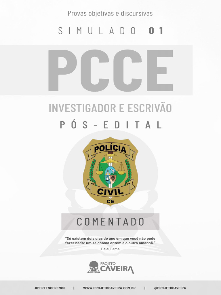1º Simulado Completo - PCCE 2021 (Pós-Edital) - Projeto Caveira | PDF | Sílaba | Agência reguladora