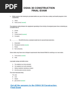 OSHA 30 Construction Final Test Answer Key | PDF | Occupational Safety ...