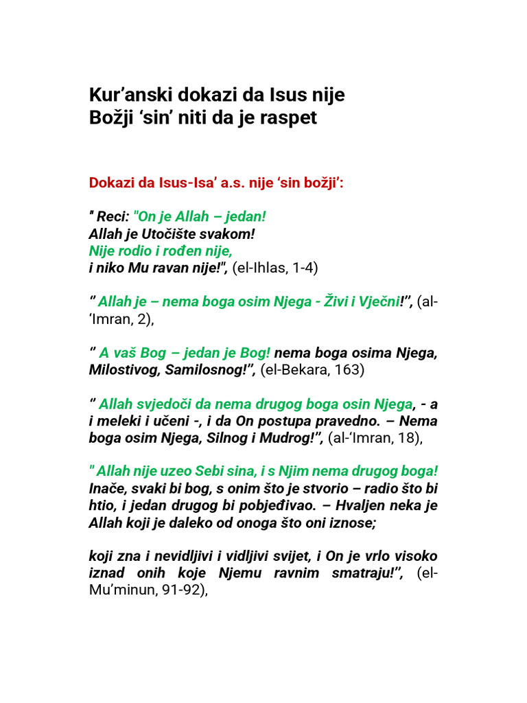 Kur'anski dokazi o Isusu | PDF