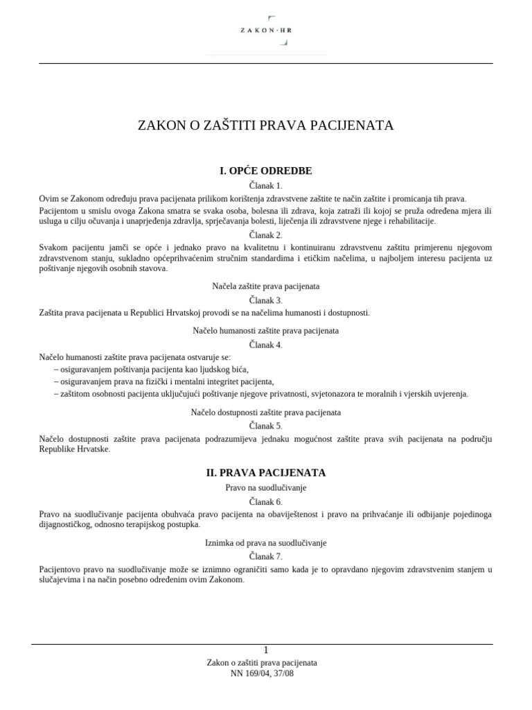 Zakon_o_zastiti_prava_pacijenata | PDF