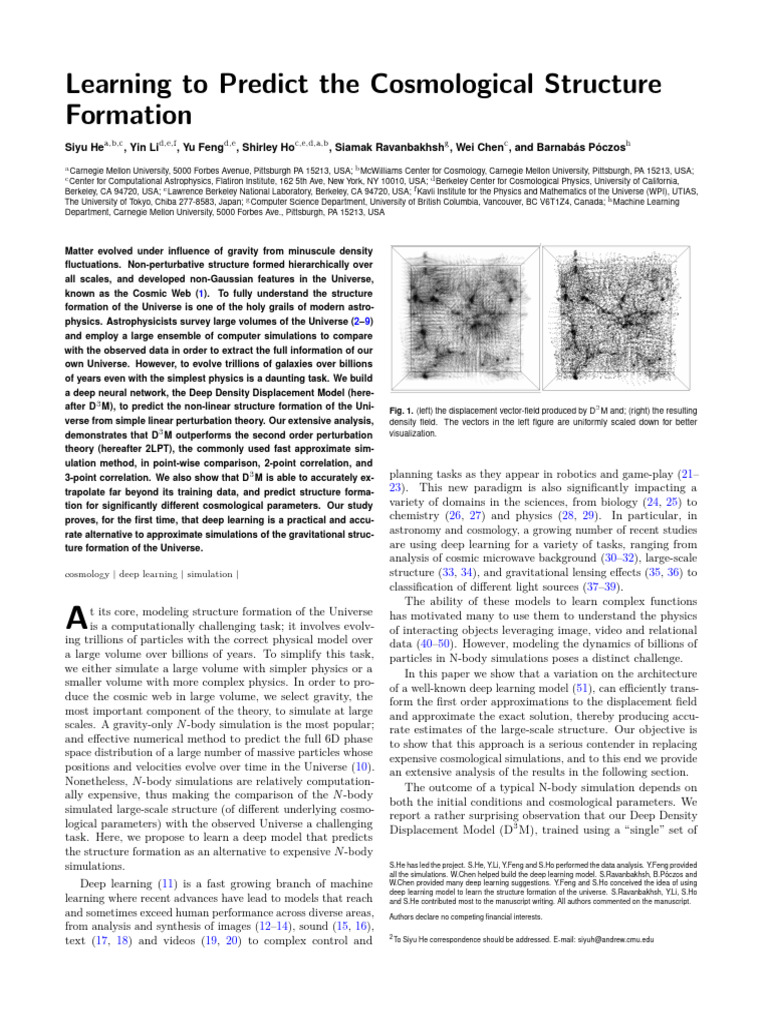 Learning To Predict The Cosmological Structure Formation | PDF | Deep Learning | Simulation