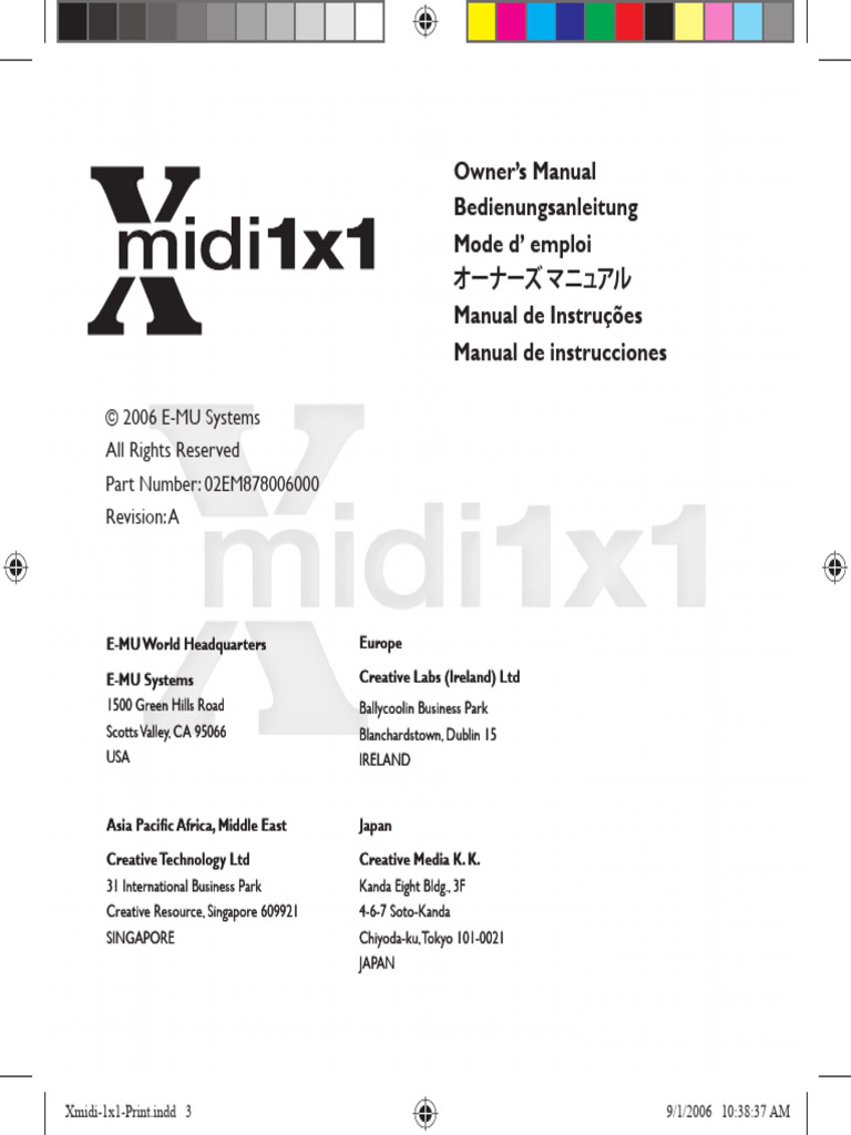 EMU X MIDI 1x1 USB MIDI Manual | PDF | Microsoft Windows | Installation (Computer Programs)