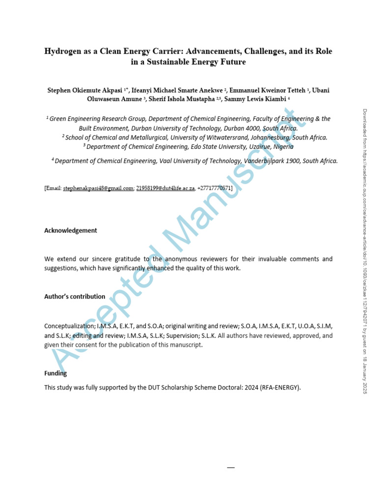 Hydrogen as a clean energy carrier | PDF | Renewable Energy | Energy ...