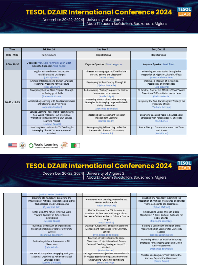 TESOL DZAIR International Conference Schedule Participants | PDF ...