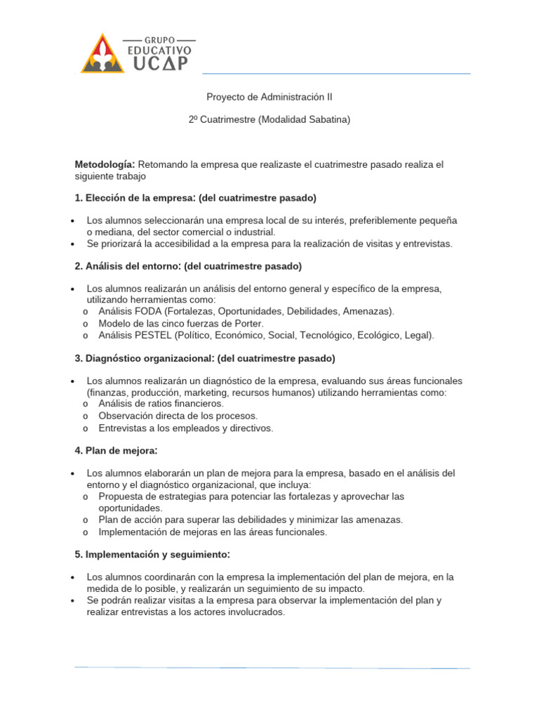 Proyecto de Administración II 2º Cuatrimestre | PDF | Business | Evaluación