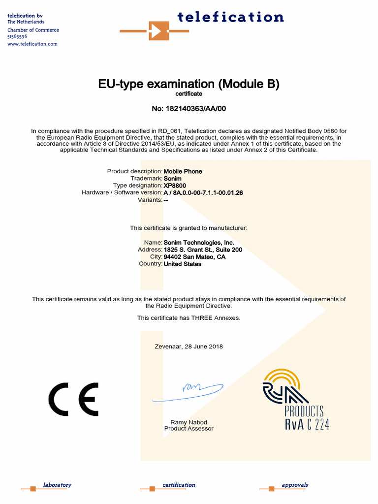 ATEX Compliance for Sonim XP8800 | PDF | Radio | Lte (Telecommunication)