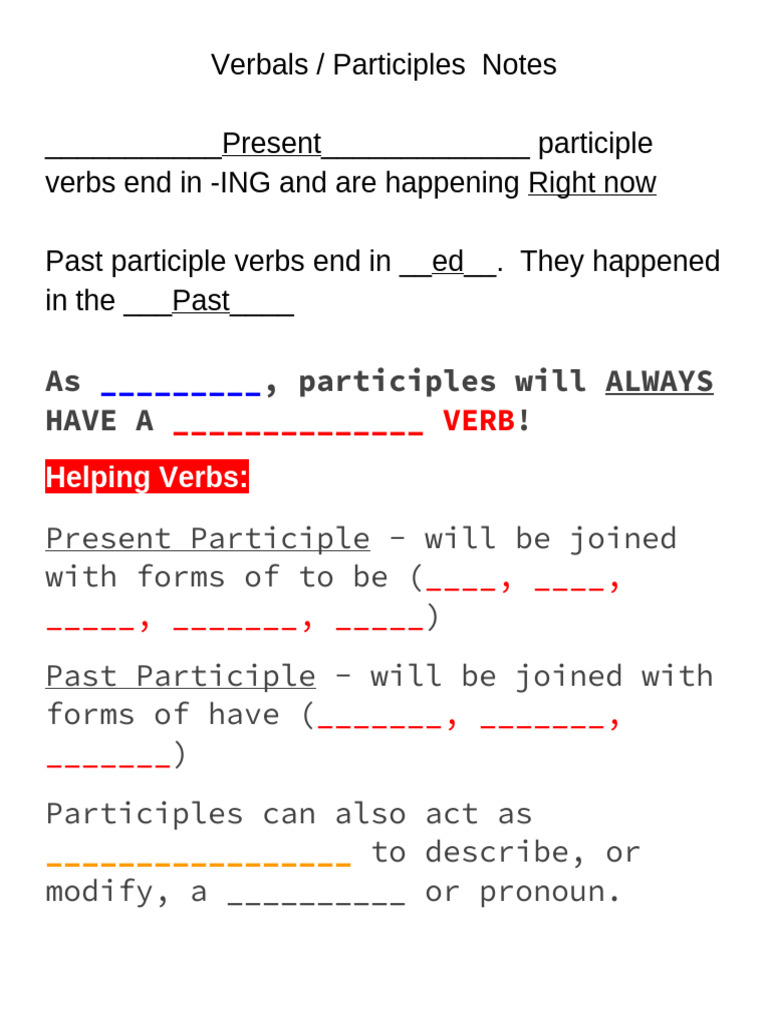 Understanding Verbals and Participles | PDF