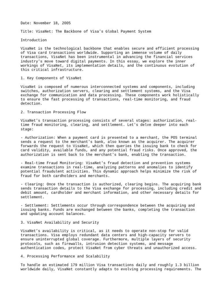 (JBR Technologies) VisaNet: The Backbone of Visa's Global Payment ...