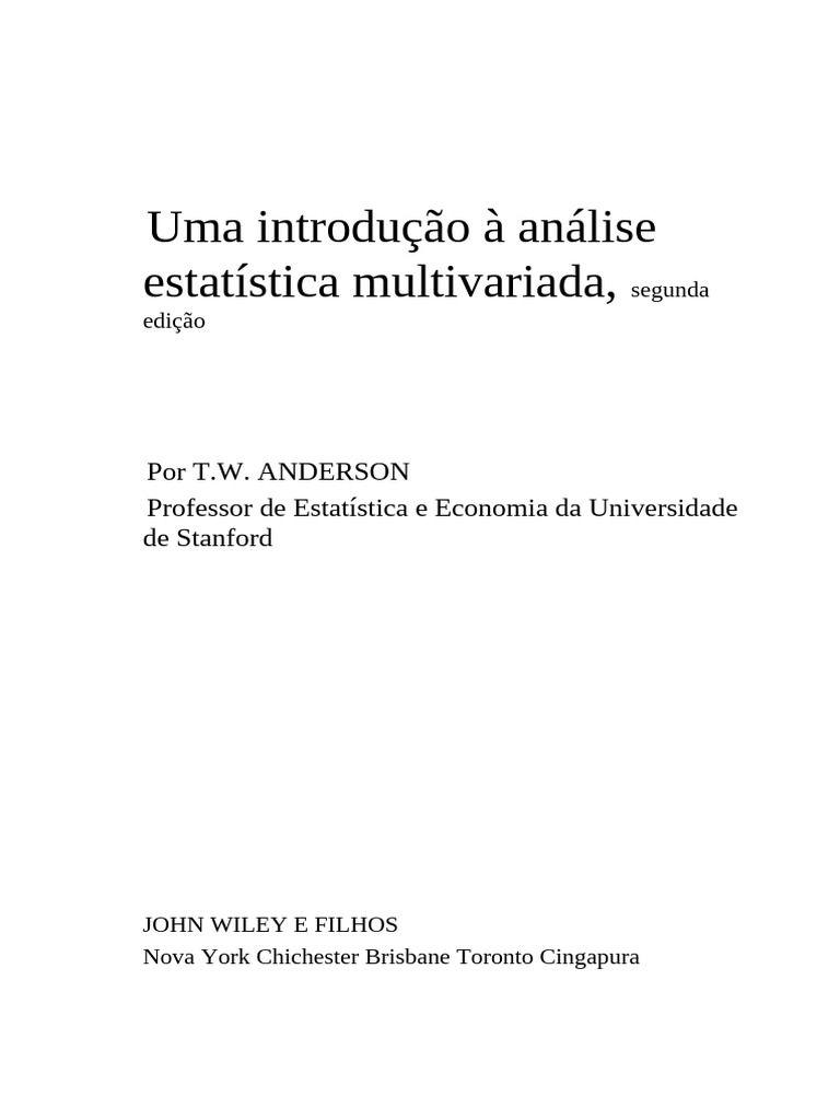Introdução à Análise Estatística Multivariada | PDF