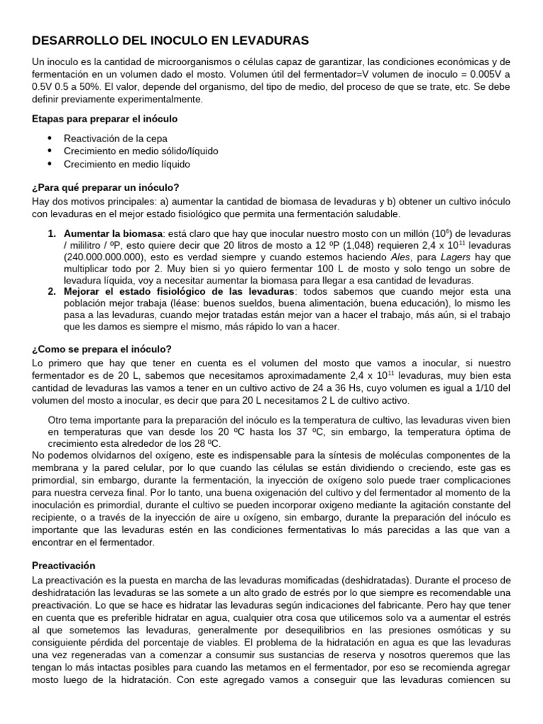 Desarrollo Del Inoculo en Levaduras - 021939 | PDF | Levadura ...