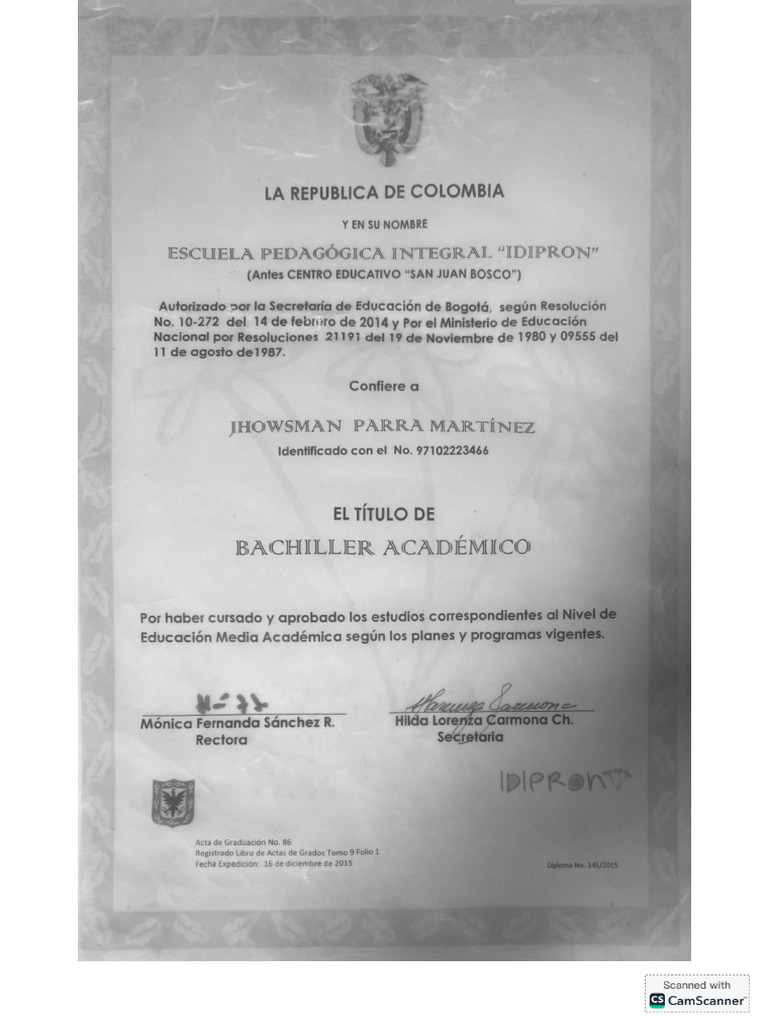 Título bachiller | PDF