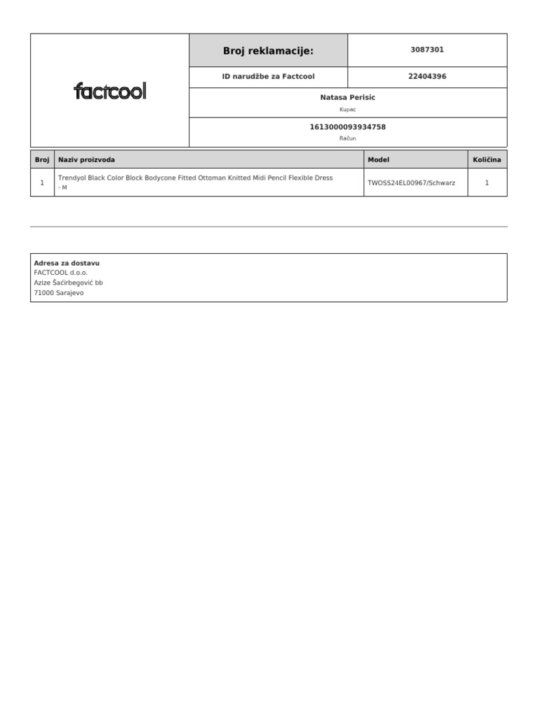 Obrazac Za Povrat | PDF