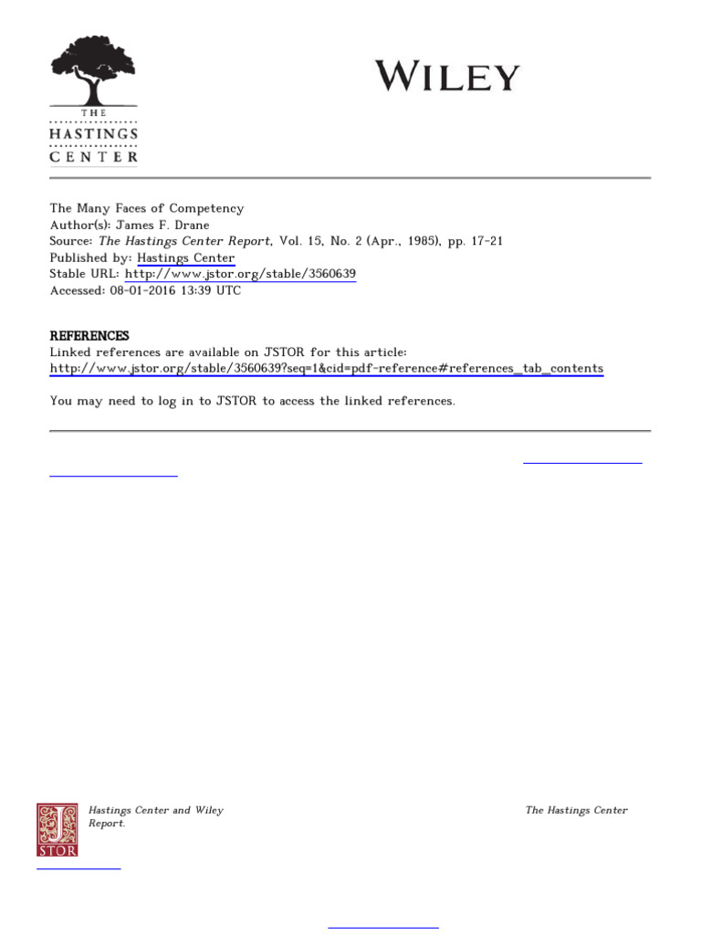 James F. Drane - The Many Faces of Competency | PDF | Informed Consent ...