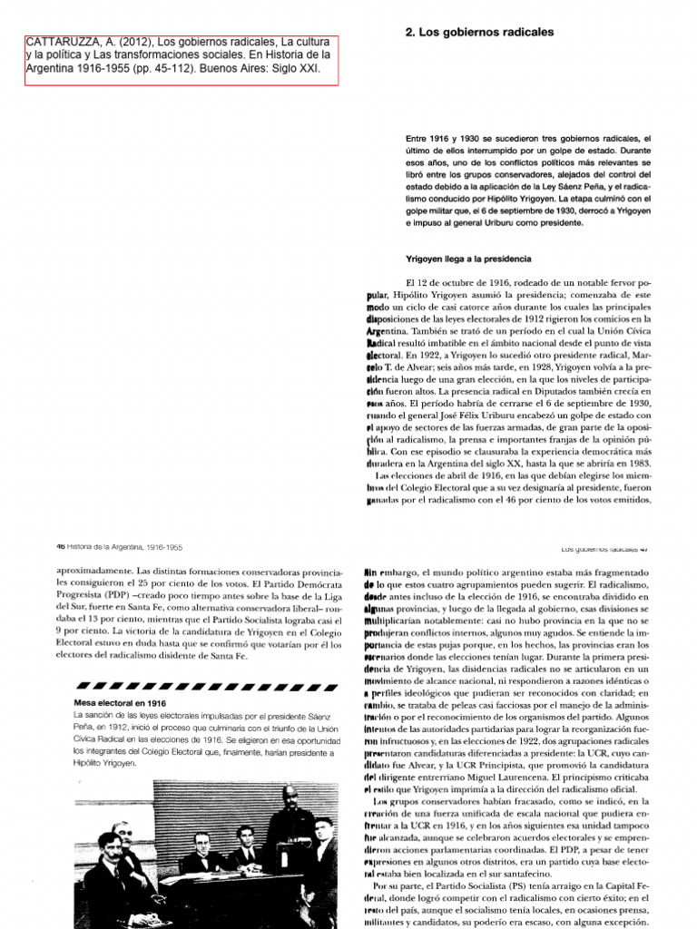 CATTARUZZA, A. (2012) - Historia de la Argentina 1916-1955 (pp. 45-112 ...