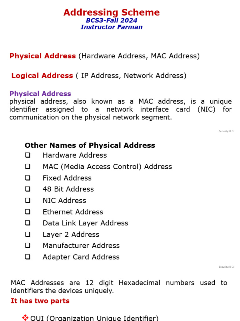 Addressing Scheme | PDF | Ip Address | Network Interface Controller