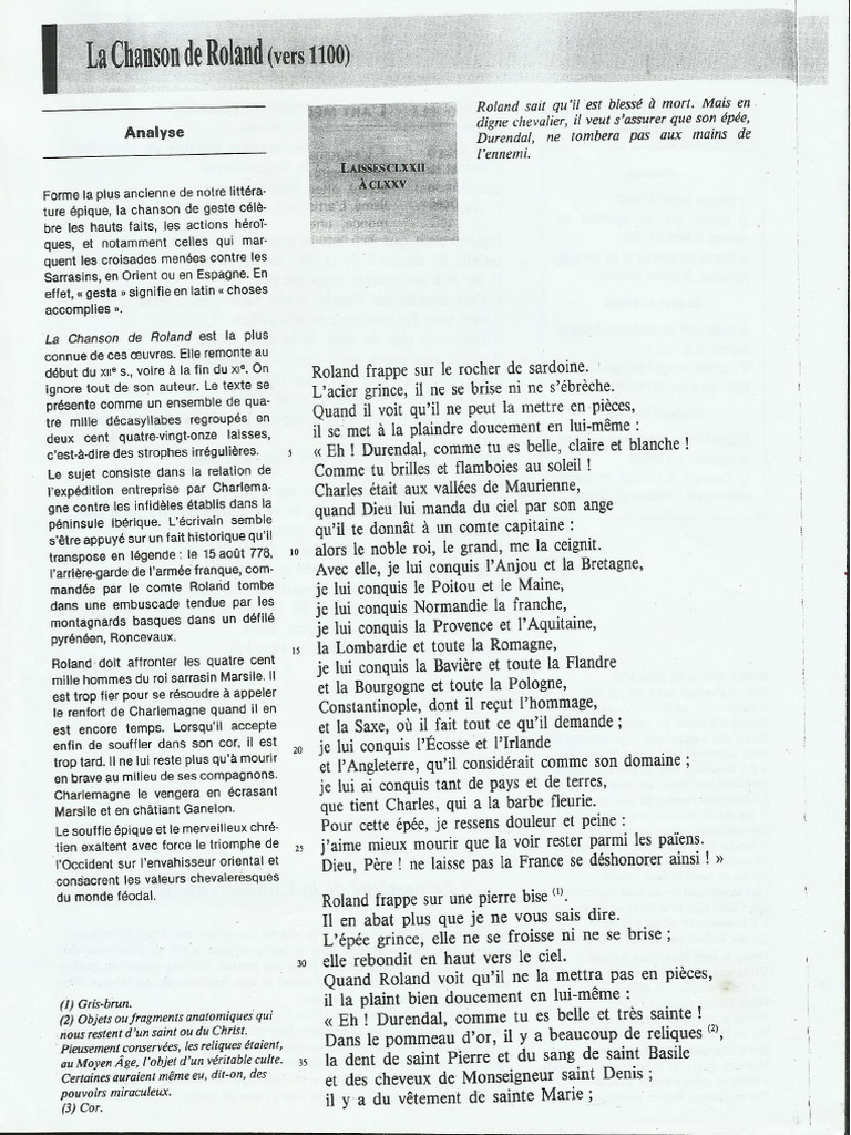 La Mort de Roland, Extraits | PDF