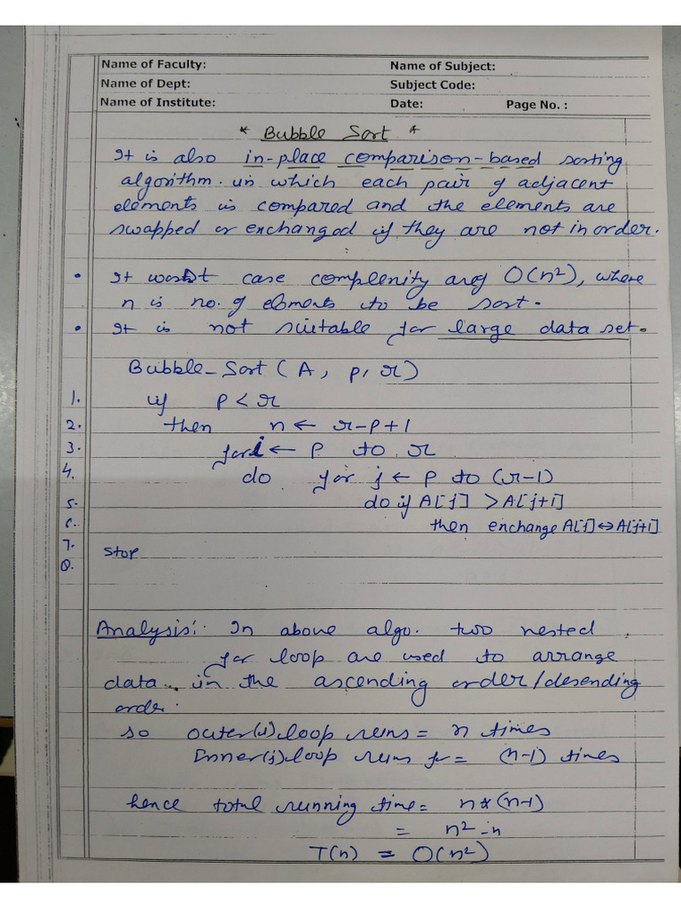 Bubble& Selectionsort | PDF