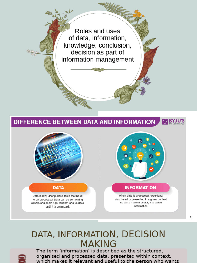 2 - Roles and Uses 1 - 1 | PDF | Information | Data