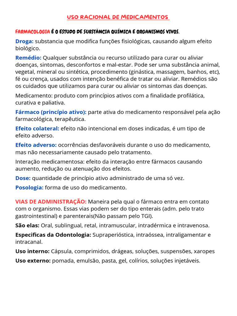 Uso Racional de Medicamentos e Farmacologia | PDF