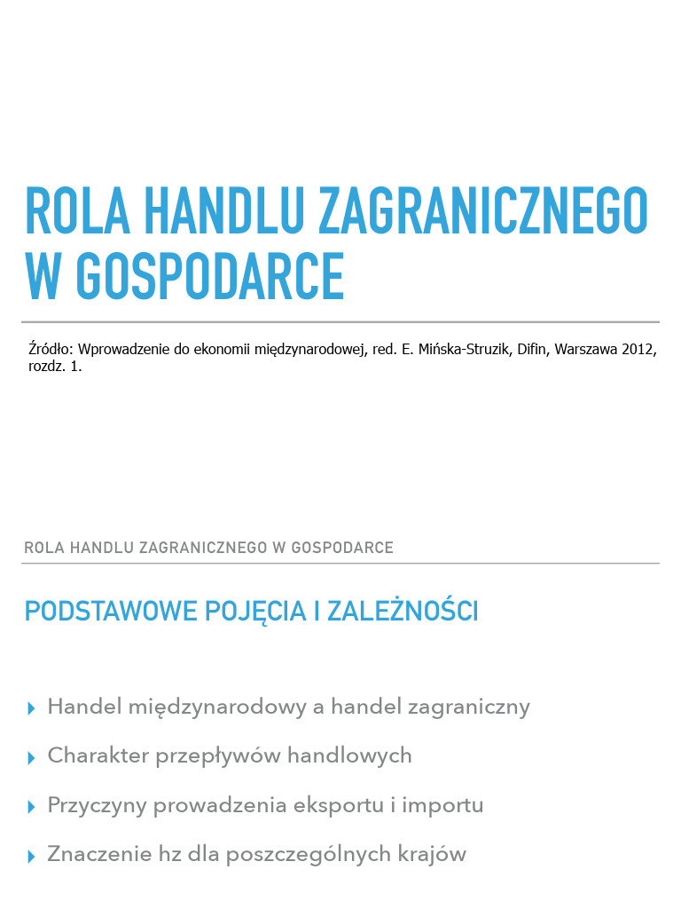 2 - Rola Handlu Zagranicznego W Gospodarce | PDF