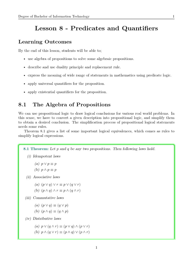 Lesson 8 | PDF | Proposition | Mathematics