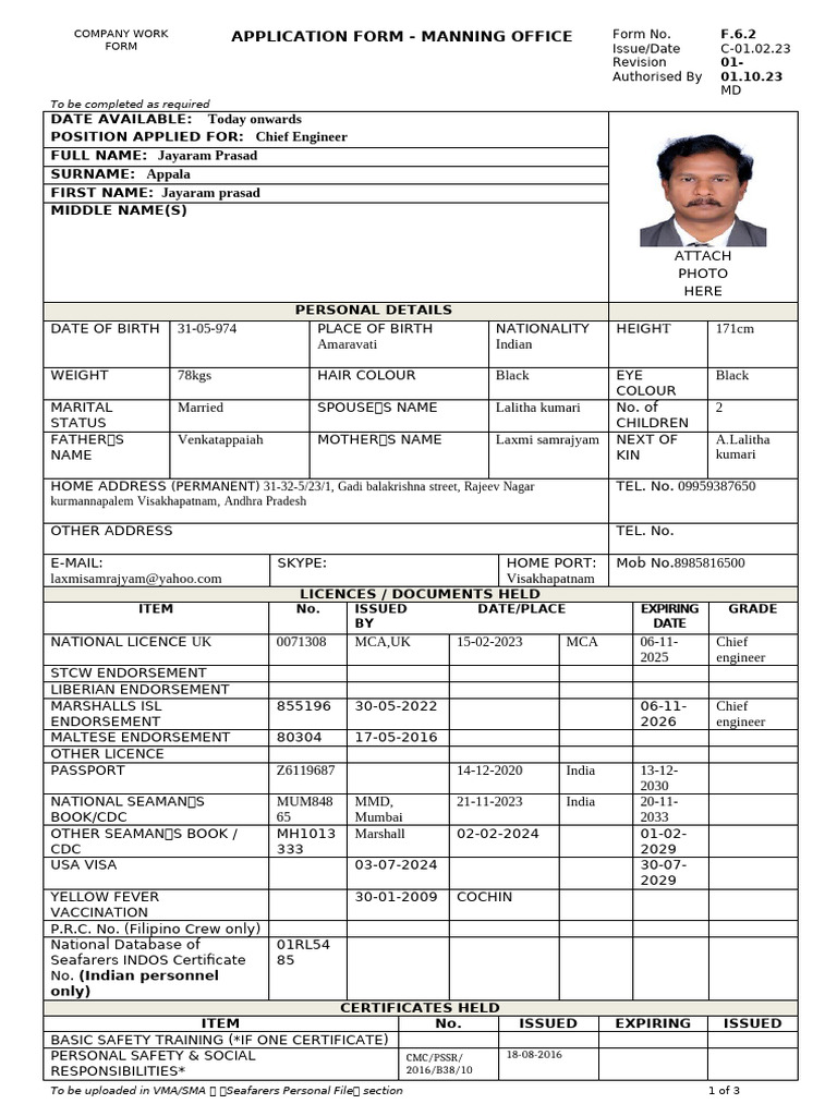 Dynacom Manning Agent Rev.01 01.10.23 | PDF | Ship Types | Water Transport